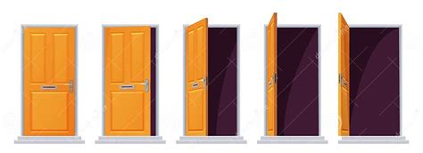 Door Opening Sequence Animation Set Different Positions Of Open Ajar
