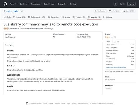 Redis Lua Library Commands May Lead To Remote Code Execution 漏洞信息cve 2024 46981 By 漏洞平台
