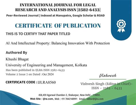 Dear Connections Thrilled To Share That My Research Paper Titled Ai And Intellectual Property
