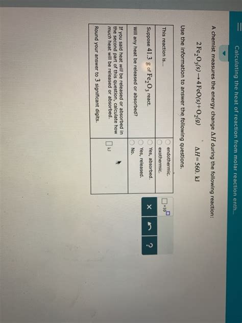 Solved Calculating The Heat Of Reaction From Molar Reaction Chegg