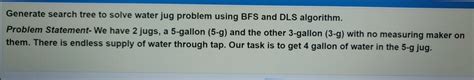 Solved Generate Search Tree To Solve Water Jug Problem Using