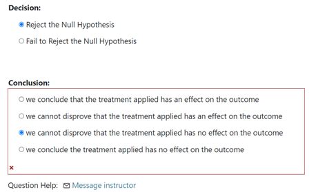 Solved Decision Reject The Null Hypothesis Fail To Reject