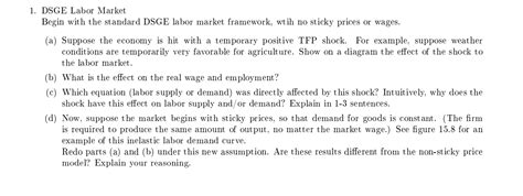 Solved DSGE Labor MarketBegin With The Standard DSGE Labor Chegg