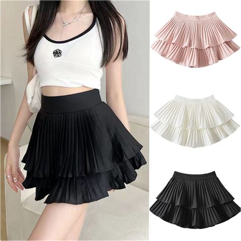 Ccute พร้อมส่ง กระโปรงขนมชั้น เอวสูง อัดพลีทรอบตัว มีซับใน แฟชั่นไม่ตกเทรน Shopee Thailand