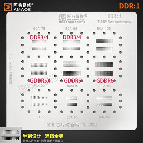 Generic Amaoe Bga Stencil For Ddr3ddr4ddr5ddr6 Bga Direct Heating Reballing Template