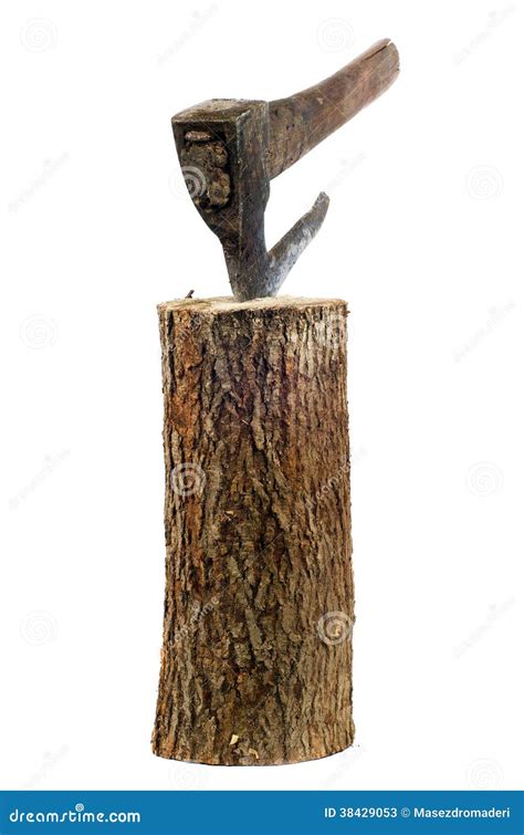 Axe And Log Stock Image Image Of Block White Iron 38429053