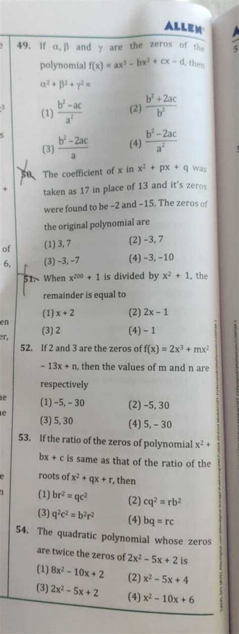 The Quadratic Polynomial Whose Zeros Are Twice The Zeros Of 2x2−5x2 Is