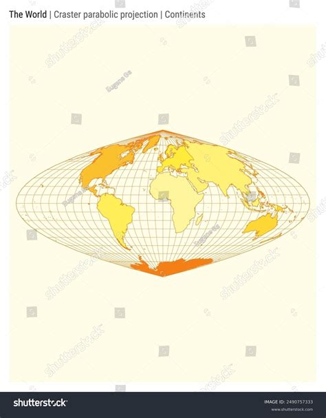 World Map Craster Parabolic Projection Continents Stock Vector Royalty Free 2490757333