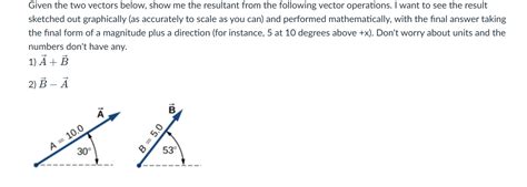 Solved Given The Two Vectors Below Show Me The Resultant Chegg Com