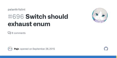 switch should exhaust enum · issue 696 · palantir tslint · github