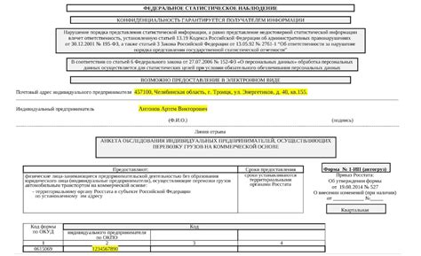 Форма 1 ИП автогруз образец заполнения отчёта в 2024 году — «Моё Дело