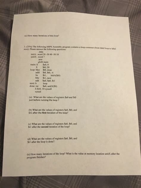 Solved C How Many Iterations Of This Loop Mips Assembly