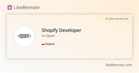 📩 Shopify Developer At 🏢 Epam 📍remote Job In 🇵🇱 Poland R Likeremote