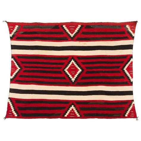 Navajo Vintage Chief Blanket 3rd Phase Pattern Circa 1900 Red White