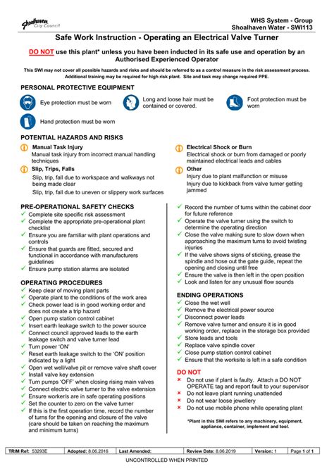 Safety Operating Procedures