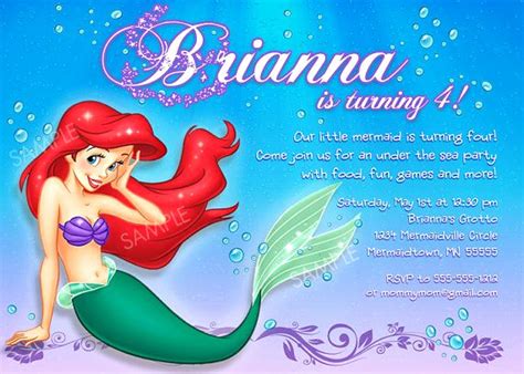 Little Mermaid Invitation Wording Beautiful Ariel Invitation For Little