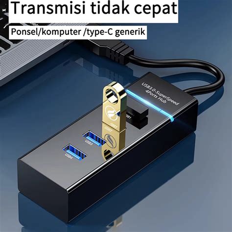 Jual High Speed 4 Ports USB HUB 3 0 Adapter Aksesoris Computer Cabang USB Spliter 4 Ports 2 0
