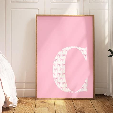 Dopaprint Letter C Poster Pink Bow Print Preppy Wall Art C Initial Print Cute Apartment