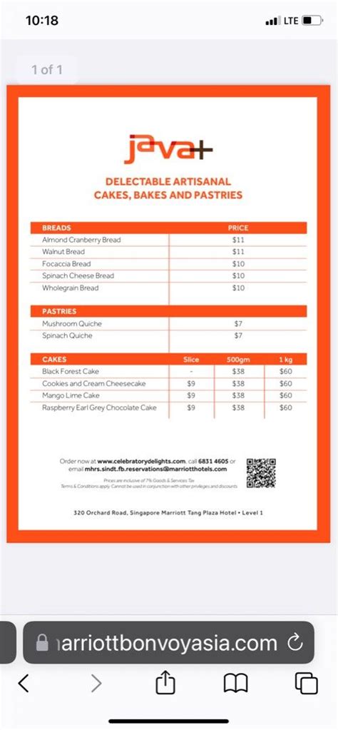 Java Marriott Tang Plaza Hotel Kg Cake Food Drinks Homemade Bakes On Carousell