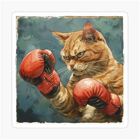 Cat Boxing Champion Boxer Cat Sticker For Sale By Creativearts S In