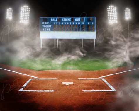 Baseball Digital Backdrop Baseball Stadium Lights Digital Etsy