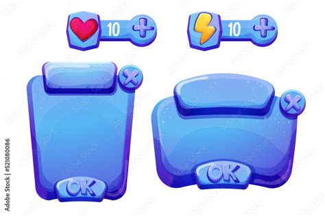 Set Jelly Fantasy Interface Template Game Menu And Setting Buttons In Cartoon Style Isolated On