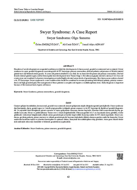Pdf Swyer Syndrome A Case Report