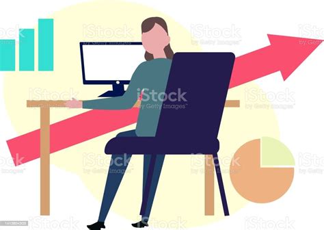 노트북으로 작업하는 여성 노트북 화면의 재무 다이어그램 화면 금융 데이터 노트북 차트 그래프 다이어그램 개념 그래프에 대한 스톡 벡터 아트 및 기타 이미지 Istock