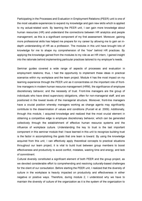 Peer Reflection Participating In The Processes And Evaluation In Employment Relations Peer Peer Reflection Participating In The Processes And Evaluation In Employment Relations Peer