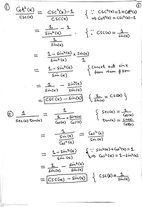 Solved How Do You Solve This Using Trig Identities Cotx Cscx Sinx Course Hero