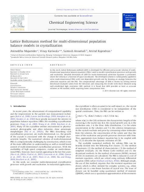 Lattice Boltzmann Method For Multi Dimensional Population Balance