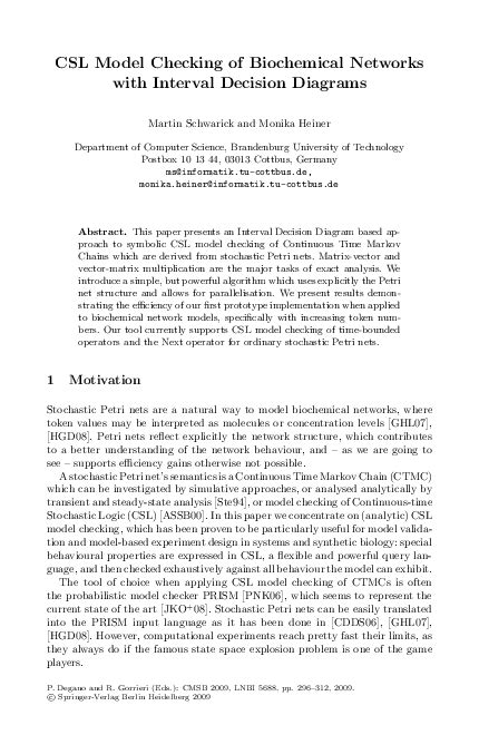 Pdf Csl Model Checking Of Biochemical Networks With Interval Decision