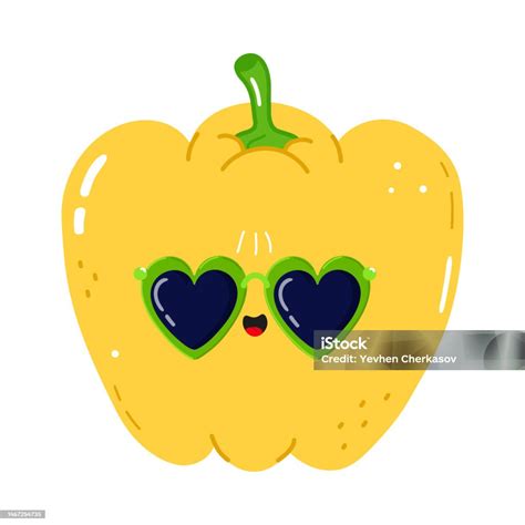 귀여운 재미있는 피망 캐릭터 벡터 손으로 그린 만화 Kawaii 캐릭터 그림 아이콘입니다 흰색 배경에 격리 피망 캐릭터 개념 개념에 대한 스톡 벡터 아트 및 기타 이미지