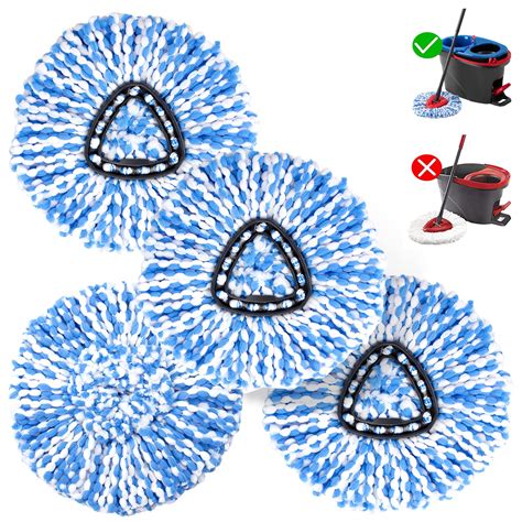 4 Pack Ocedar Rinseclean Spin Mop Replacement Heads Blue Mop Refills