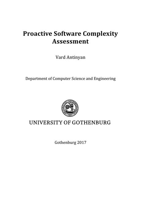 Pdf Proactive Software Complexity Assessment