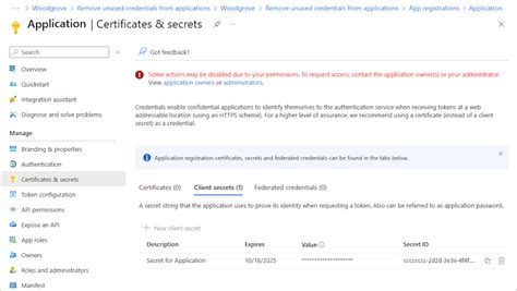 recommendation to renew expiring application credentials microsoft