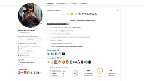 pradumna saraf · issue 884 · eddiehubcommunity awesome github profiles