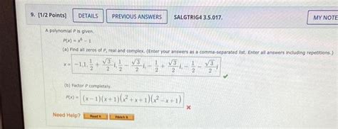 solved a polynomial p is given p x x6−1 a find all zeros
