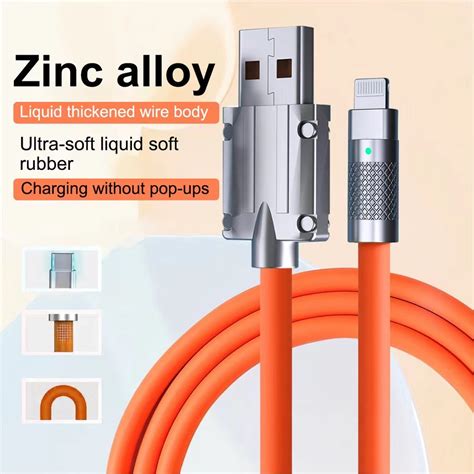 120w 6a Super Fast Charge Type C Liquid Silicone Cable Quick Charge Usb Cable Micro Usb Cable