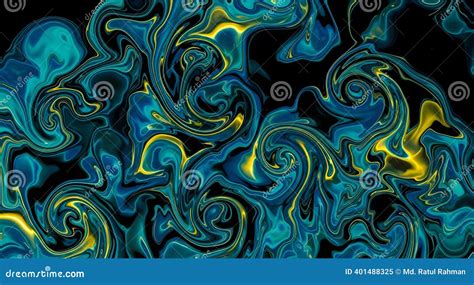 Abstract Liquid Fluid Swirl Glossy Pattern With Vibrant Colors Creates