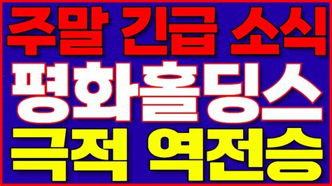 평화홀딩스 대응전략 🔴 기회는 한번 더 줄겁니다 이때 대응이 중요합니다 평화홀딩스 평화산업 목표가 전망 시장전망 주가전망 Youtube