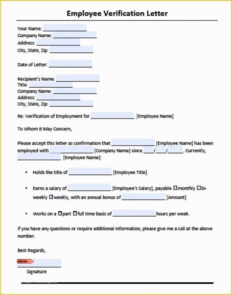 Free Employment Verification Letter Template Of Employment Verification