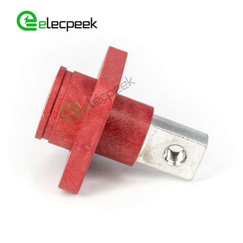 4 Hole Flange Black And Red High Current Copper Terminal 200a Straight Panel Mount