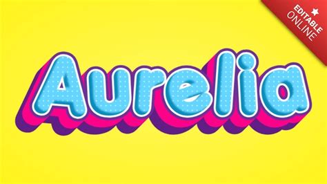 Aurelia Custom Cartoon Style 3d Text Effect Generator
