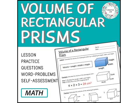 Volume Of Rectangular Prisms Lesson Practice Questions Printable Teaching Resource No