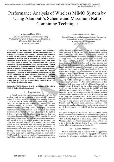 Pdf Performance Analysis Of Wireless Mimo System By Using Alamoutis