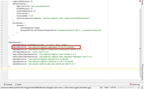 java implementation com android support appcompat v7 28 0 0 beta01 showing error stack