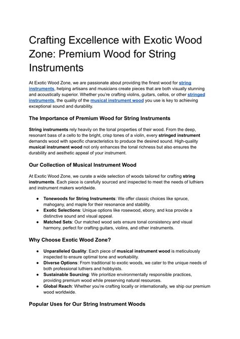 PPT Crafting Excellence With Exotic Wood Zone Premium Wood For String Instruments PowerPoint