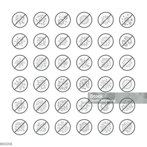 바이러스 박테리아 세균 및 미생물의 정지 기호 벡터 아이콘 곰팡이에 대한 스톡 벡터 아트 및 기타 이미지 곰팡이 아이콘