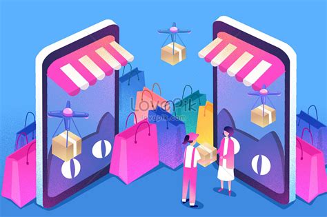 25d 온라인 쇼핑 플랫 바람 일러스트 레이 션 일러스트 무료 다운로드 Lovepik